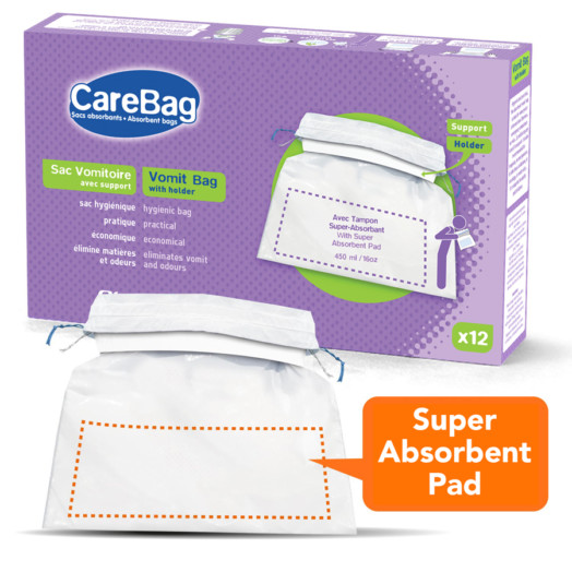 CareBag® Vomit Bag with Super Absorbent Pad and Holder – Trust Med
